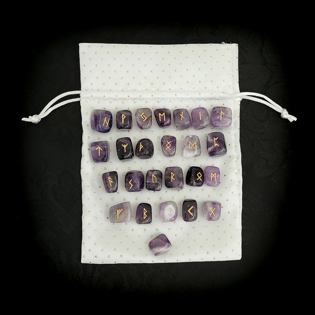 Amethyst Elder Futhark Rune Stone Set – Hester's Occult